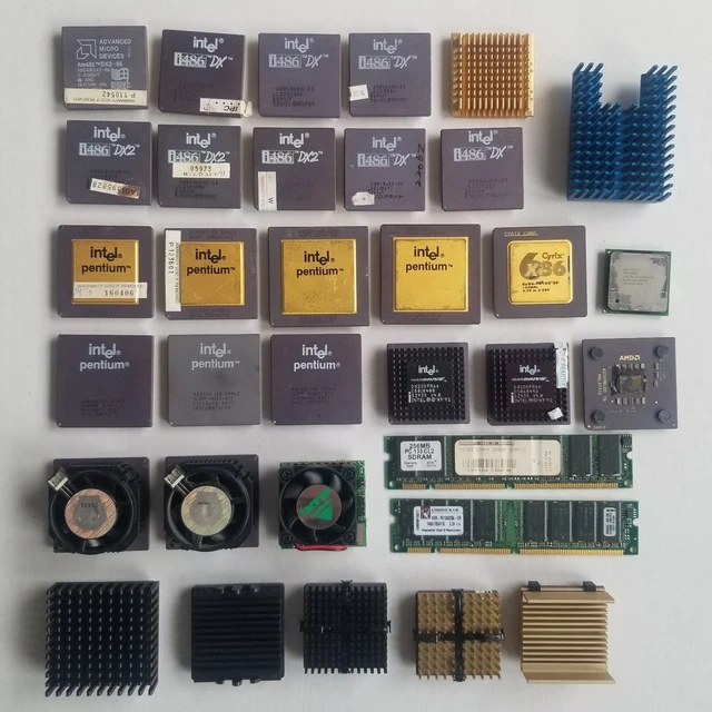 LOT INTEL PENTIUM CPU Processor Vtg Ceramic Gold Scrap i486 Cyrix Parts ...