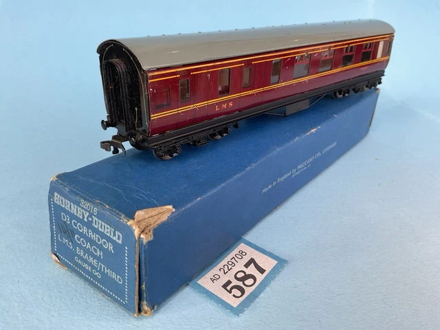 HORNBY DUBLO EARLY 32016 LMS Coach, Br/3rd VGC, Boxed 3 Rail £14.99 ...