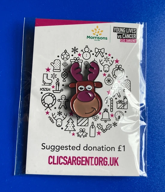CANCER RESEARCH- YOUNG LIVES Vs CANCER Morrisons Xmas Pin Badge **FREE ...