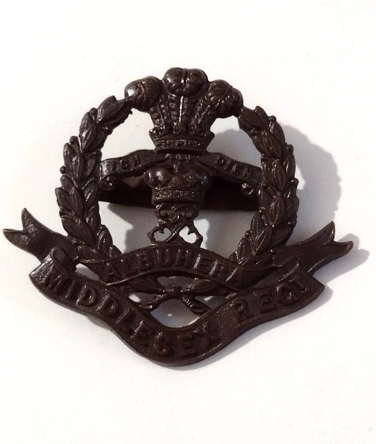 Ww1 Middlesex Regiment Officers Cap Badge Bronze Issued 2 Blades Antique Org £4999 Picclick Uk