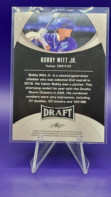 2021 LEAF DRAFT Bobby Witt Jr. Gold Parallèle #2 - Kansas City Royals ...