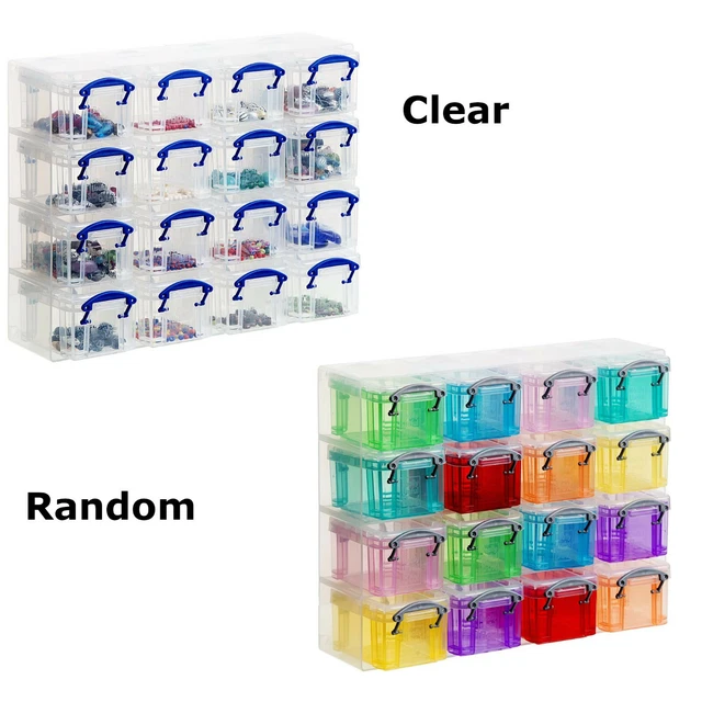 REALLY USEFUL PLASTIC Storage Box 0.14 Litre Organiser (16 x 0.14L) Clear Frame £16.99 - PicClick UK