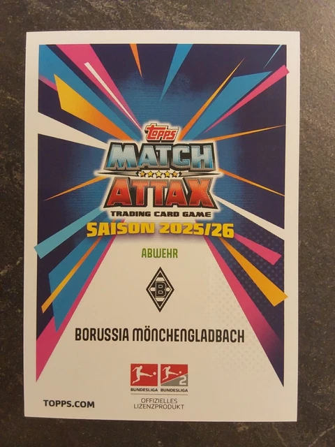 TOPPS MATCH ATTAX Bundesliga 2025-26 Luca Netz Karte Nr. 139 Borussia ...