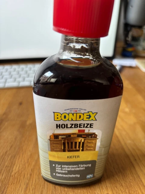 BONDEX HOLZBEIZE – Farbton Kiefer – geöffnet – gebrauchsfertig EUR 1,00 ...