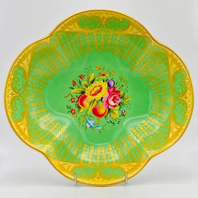 ANTIQUE C1891 WEDGWOOD Plate Artist Signed J.A Bailey Green Gold Gilt ...