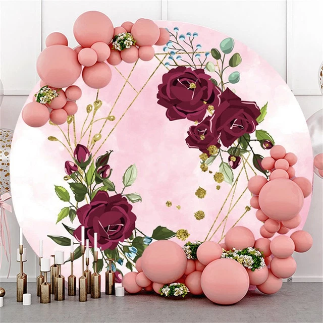 RED ROSE PINK Theme Happy Birthday Circle Backdrop $37.90 - PicClick AU