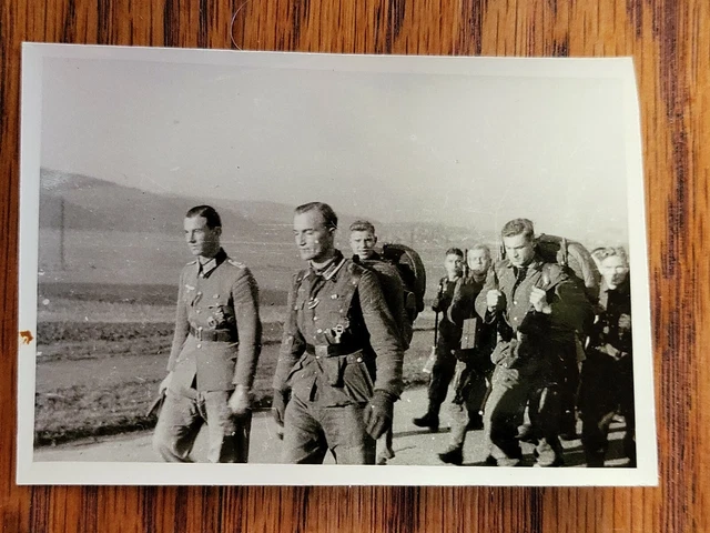 WWII ORIGINAL PHOTOGRAPH German Soldiers Army Marching with Packs ...