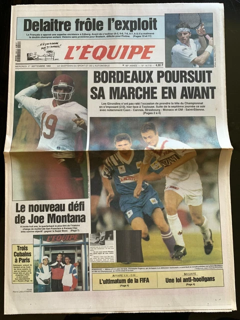 L'EQUIPE JOURNAL 1/9/1993; Bordeaux en tête/ Delaitre frôle l'exploit ...