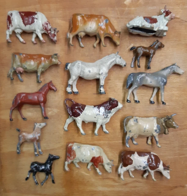 VACHES CHEVAUX POULAINS de ferme en plomb creux jouets anciens 1930 EUR ...