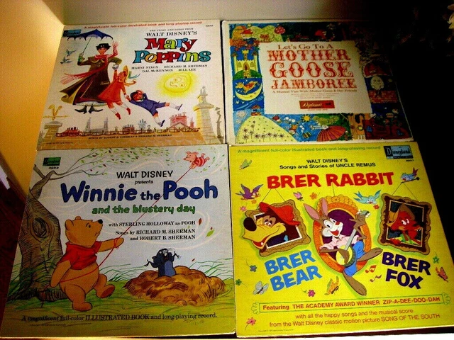 WALT DISNEY MARY Poppins, Mother Goose, Winnie Pooh, Brer Songs LP ...