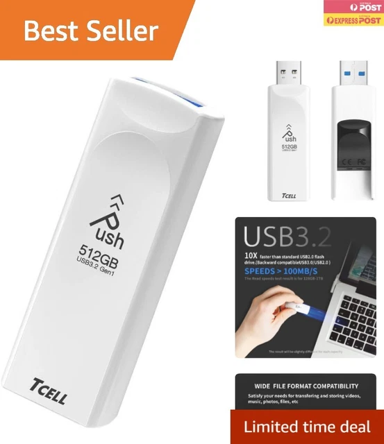 COMPACT 512GB USB Stick with Up to 100MB/s Speed - Lightweight and ...