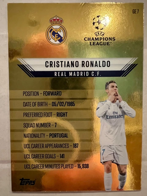 GOLD EDGE EDITION Cristiano Ronaldo Match Attax 2024/2025 Real Madrid £ ...