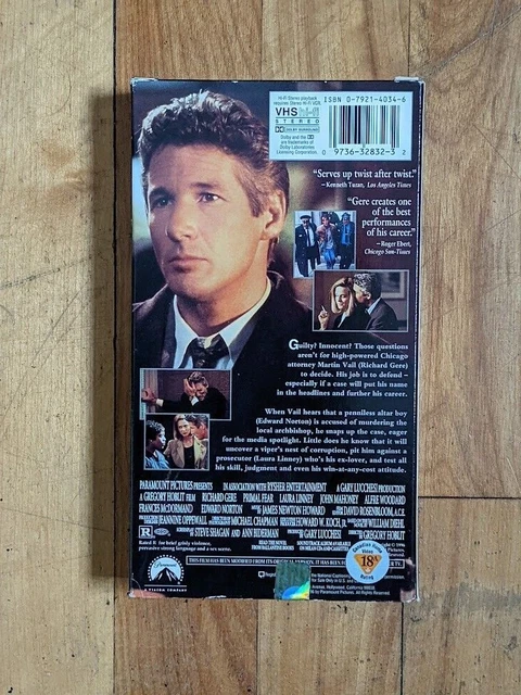 PRIMAL FEAR (VHS 1996) Richard Gere Laura Linney Edward Norton Frances ...