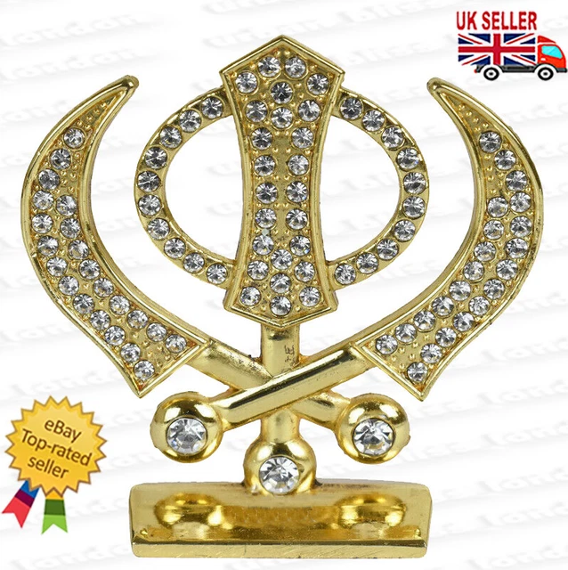 SIKH RELIGIOUS SYMBOL Khanda Sahib Idol Car Dashboard Statue For Pooja ...