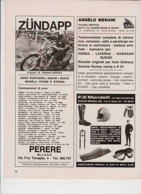 ADVERTISING PUBBLICITÀ BROCHURE- MOTO ZUNDAPP GS 125 1972- REGOLARITA ...