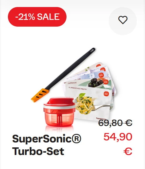 TUPPERWARE SUPER SONIC Turbo Sparset mit Top Schaber und Rezeptkarten ...