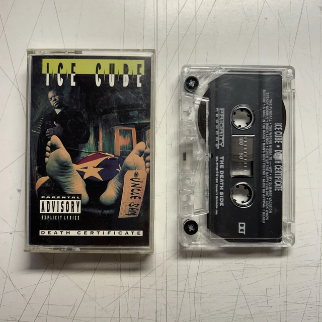 ICE CUBE DEATH Certificate 1991 Priority Hip-Hop Cassette Tape Tested ...