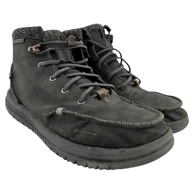 HEY DUDE BRADLEY Boots Mocassin Lace Up Hi Top Waterproof Leather Gray ...
