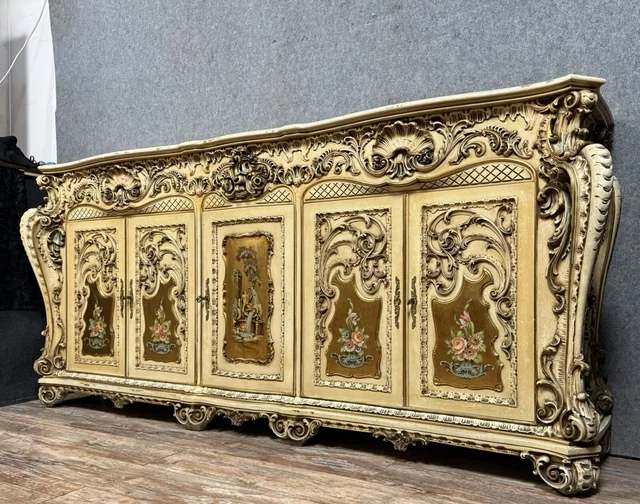 MUSÉALE ENFILADE GALBÉE Louis XV Baroque Vénitienne en bois laqué ...