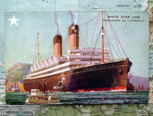 CARTOLINA VINTAGE SS RMS Laurentic White Star Shipping Line c1900 EUR ...