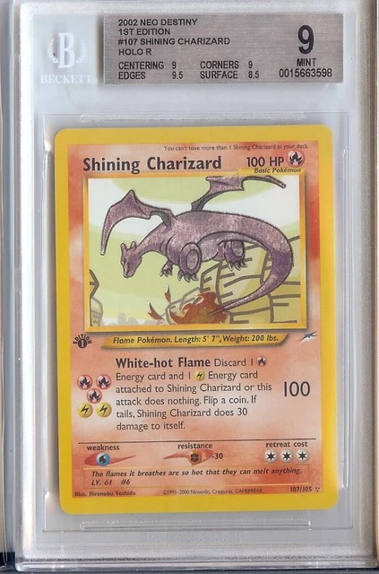 SHINING CHARIZARD 107/105 Neo Destiny 1st Edition Holo Pokemon Card KSA ...