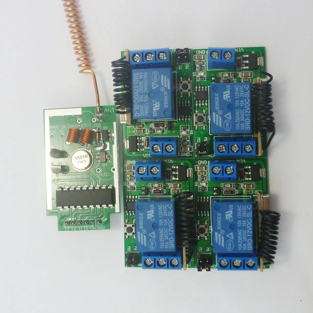 12V 433MHZ TRANSMITTER Control Delay Relay Receiver Kits Wireless Bulb ...
