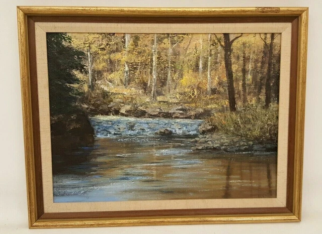 LISTED ARTIST LES Hamilton Peters painting 'Trout Pool' signed framed ...