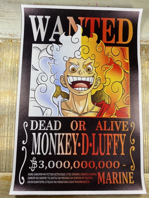 ONE PIECE WANTED Poster Monkey D Luffy A4 Canvas Wall Art £7.99 ...
