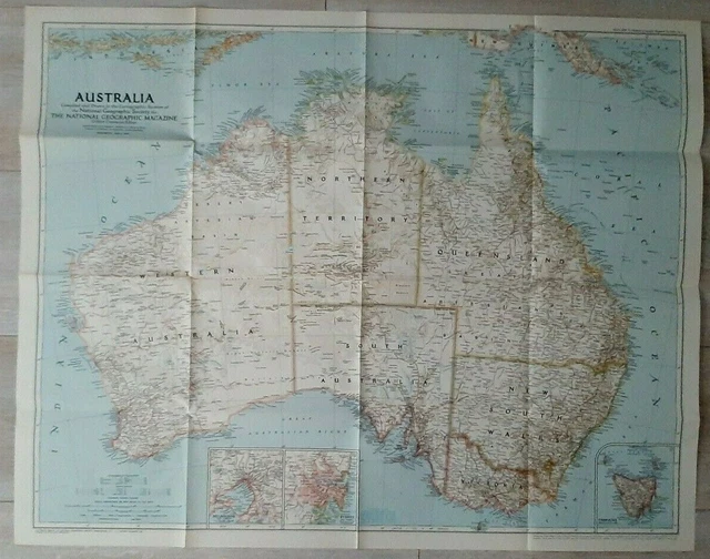 NATIONAL GEOGRAPHIC MAP of Australia. (March, 1948). EUR 11,71 ...