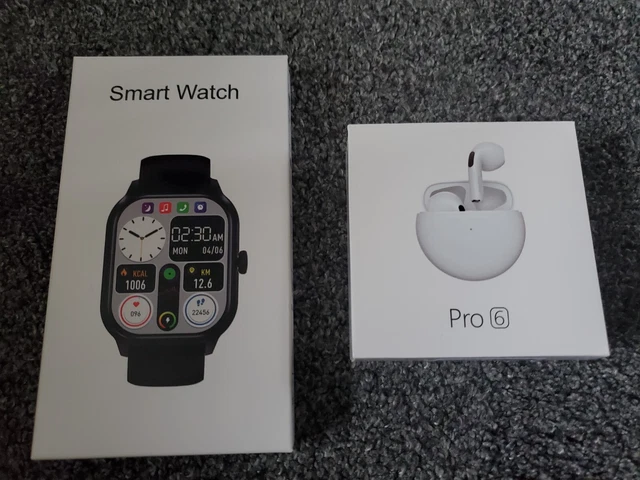 SMARTWATCH AND PRO 6 ear pod bundle brand new boxed bargain price £20. ...