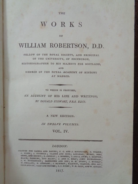 1817 HISTORY OF Reign Of Emperor Charles V Works Of William Robertson 3 Vols ^ EUR 36,37 ...