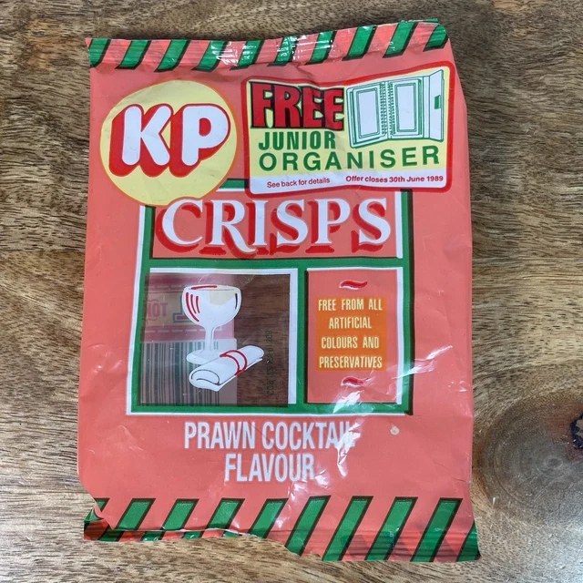 VINTAGE KP CRISP Packet 80s Wrapper 1989 Prawn Cocktail Flavour Junior ...