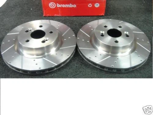 FOR HONDA CIVIC Type R Ep3 Brake Disc Brembo Cross Drilled Grooved ...