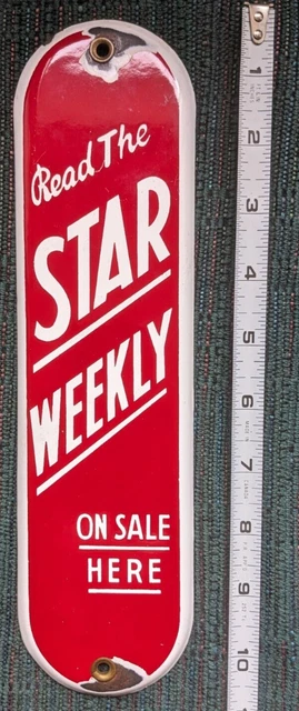 1930S STAR WEEKLY Porcelain Door Push Sign Enamel Newspaper Advertising ...