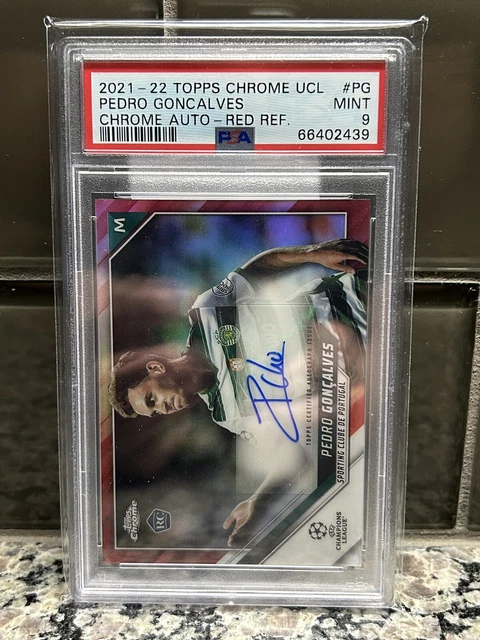 2021-22 TOPPS CHROME UCL PEDRO GONCALVES RC réfracteur rouge auto /10 ...