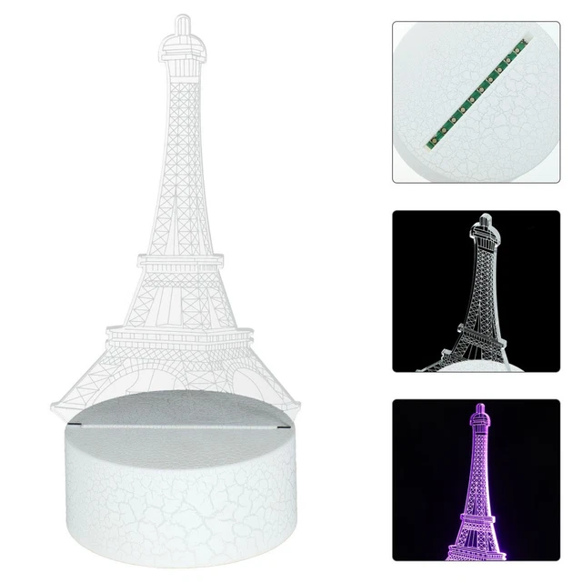 1 SET OF Eiffel Tower 3D Table Light Bedroom Decor USB Night Light ...