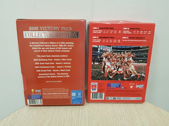 SYDNEY SWANS 2005 & 2012 Victory Packs Collector's Edition AFL DVD ...