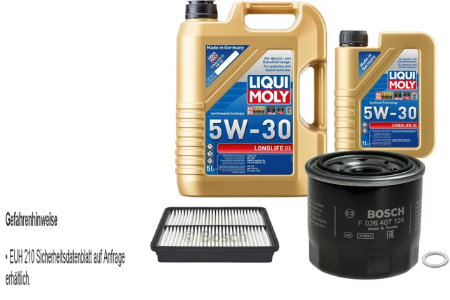BOSCH INSPEKTIONSPAKE 6 LIQUI MOLY Longlife III 5W-30 pour Kia Sorento Cône II EUR 105,84 ...