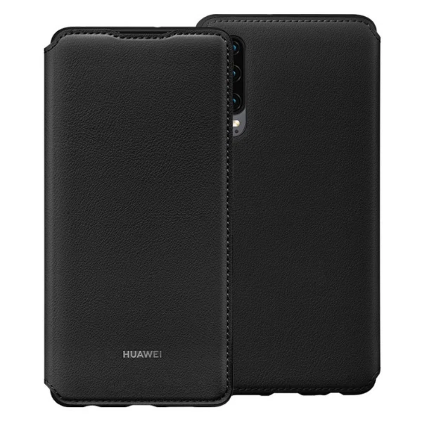 HUAWEI P30 CASE Black Smart View Flip Protective Hard Cover Genuine ...