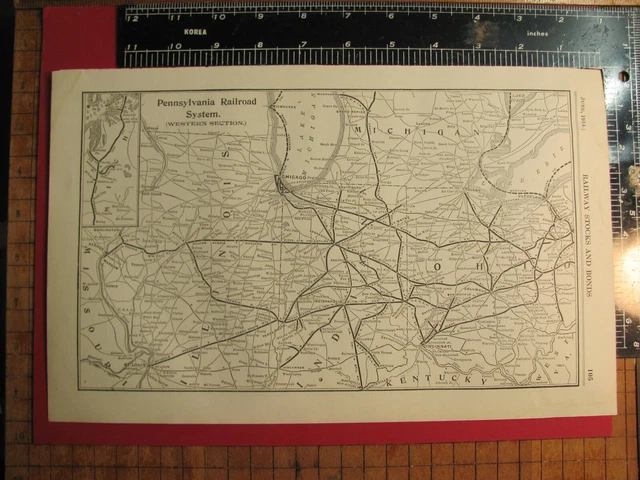 ORIGINAL 1914 PENNSYLVANIA Railroad System Map Western Routes Depots ...
