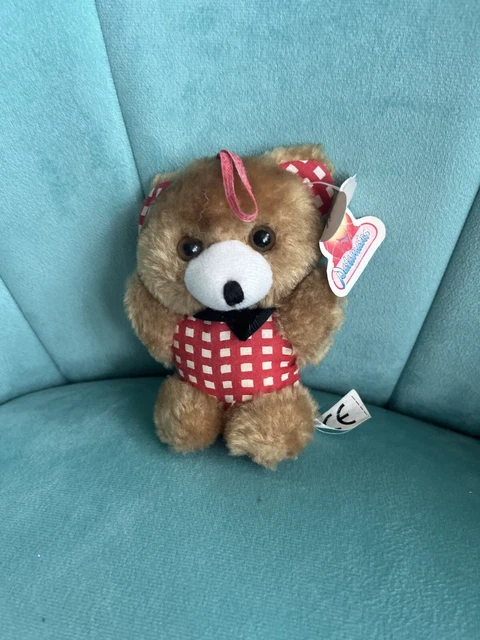 PMS PATAMATES TEDDY Bear Soft Plush Toy Vintage Red White Checked Small ...