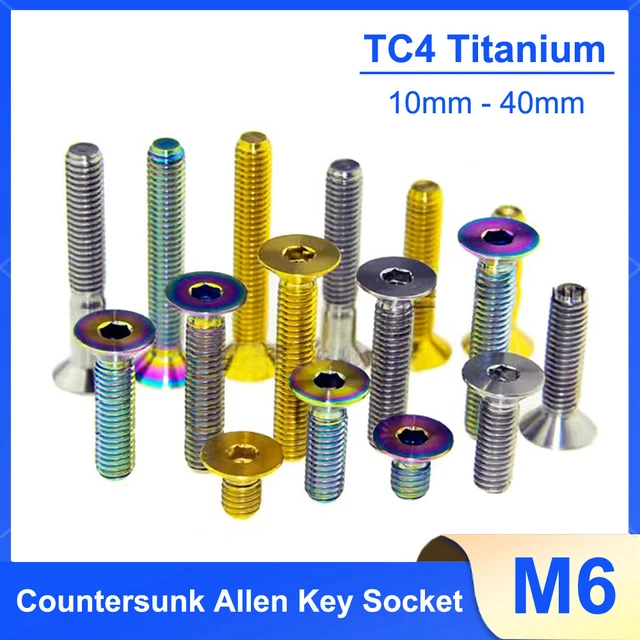 M6 COUNTERSUNK SCREWS Allen Key Socket Bolts TC4 Titanium Anodized ...