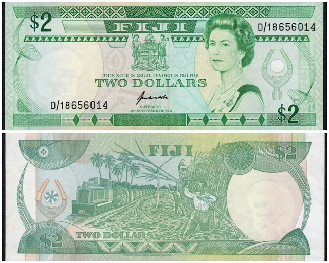 FIJI 2 DOLLAR Banknote 1995 P90 QEII D18 Kubuabola Combined Postage $30 ...