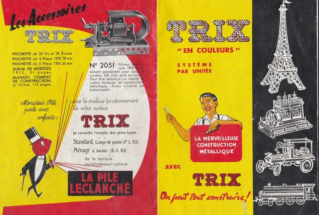 JEU DE CONSTRUCTION TRIX -CATALOGUE 32 p, année 60,et 3 notices ...