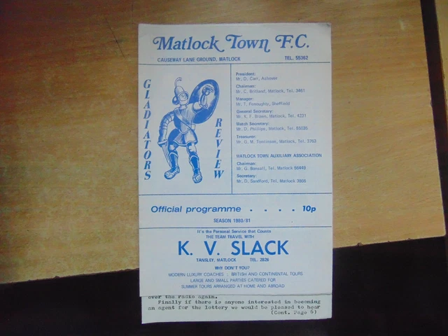 NORTHERN PREM LGE 1980/1 Matlock Town v Kings Lynn Town £1.99 - PicClick UK