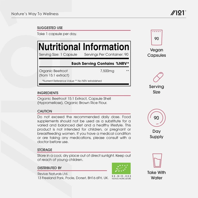 ORGANIC BEETROOT EXTRACT Capsules 7500mg - High Strength 1 count (Pack ...