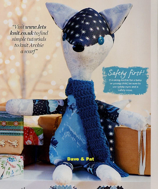 ORIGINAL SEWING PATTERN For Cute Archie Arctic Fox Toy 35Cm Tall When ...