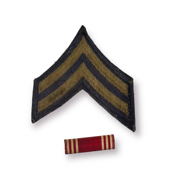 WW2 US ARMY Campaign Good Conduct Ribbon Bar Red White and Corporal ...