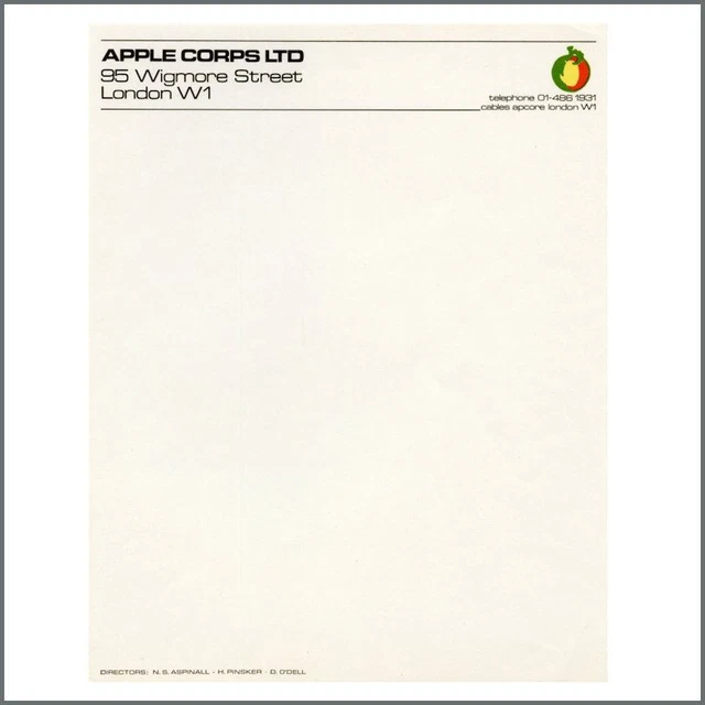 THE BEATLES APPLE Corps Ltd. 1960s Letterhead (UK) £69.00 - PicClick UK