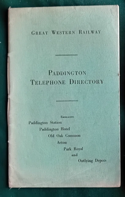 GREAT WESTERN RAILWAY Telephone Directory Paddington 1945 £14.99 ...